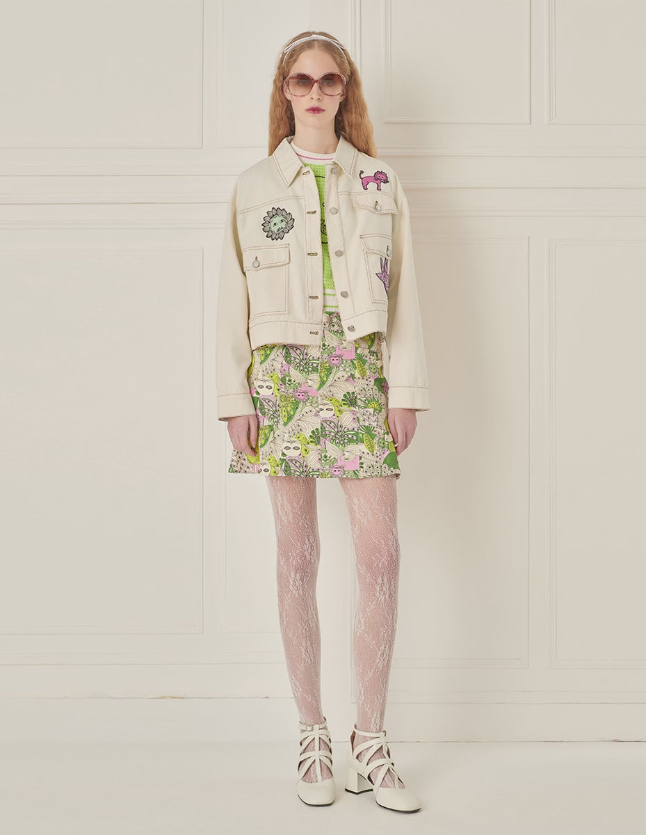 BORA AKSU Women's Design Badge Patchwork Denim Jacket